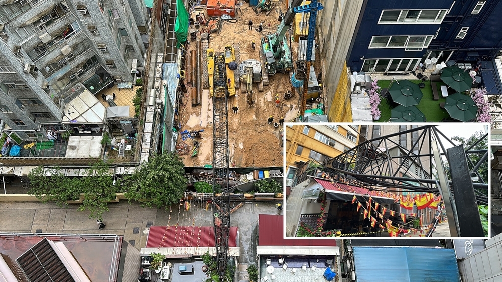 26-meter arm smashes onto nearby bar as crane truck topples