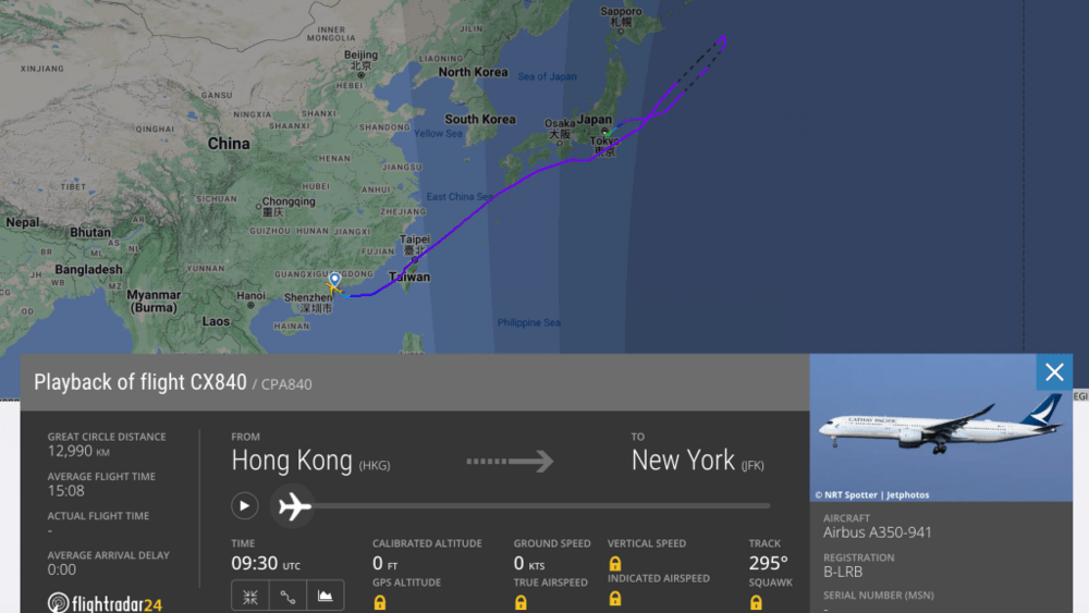 Cathay Pacific flight to New York makes diversion in Japan