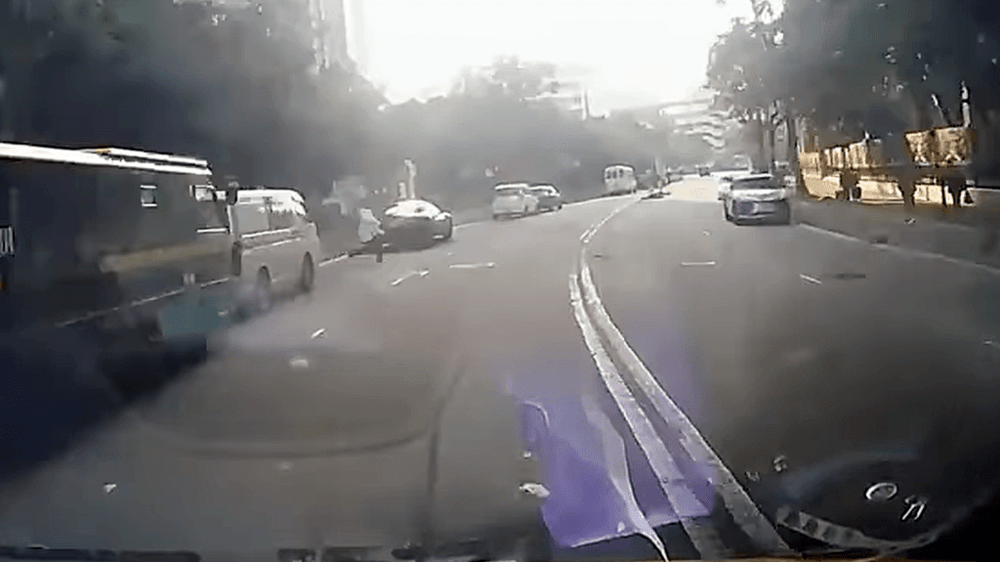 Dashcam footage shows man attempting suicide by running into traffic