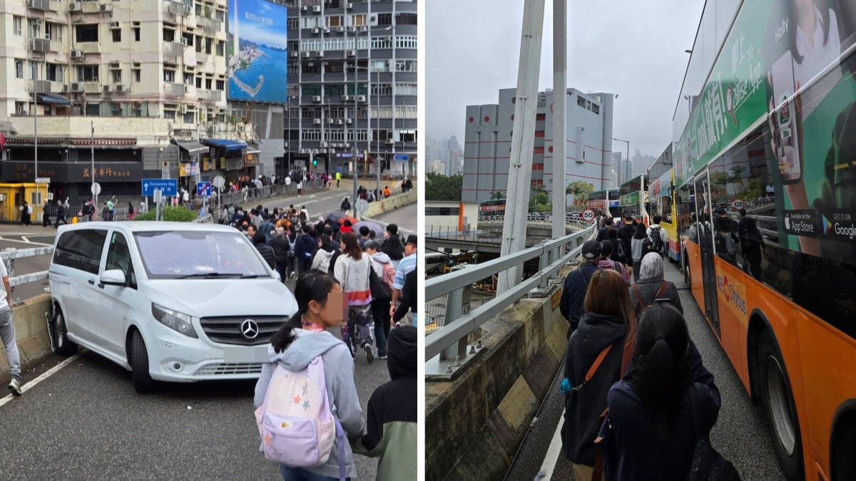 Van crash disrupts traffic on Island Eastern Corridor, hundreds of bus ...