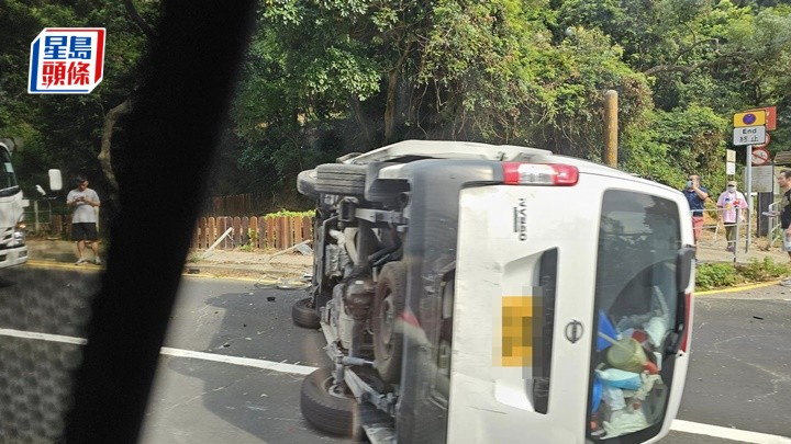 Two people hospitalized after van hits fence and overturns