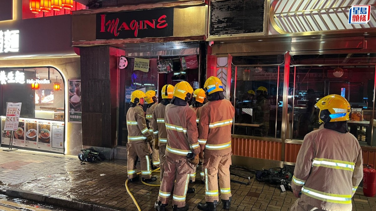 LED lights catch fire outside Tsim Sha Tsui bar