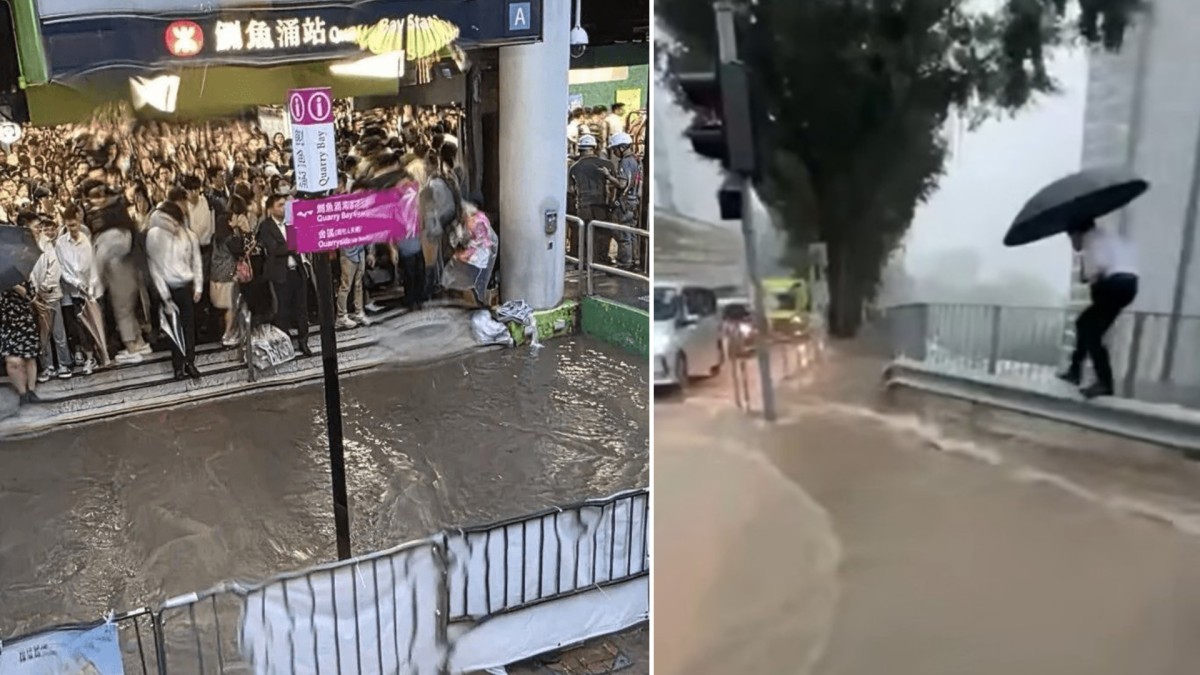 HK workers fume as black rain warning issued after morning rush hour