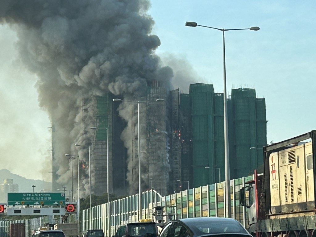 Numerous roads closed due to Tai Po fire