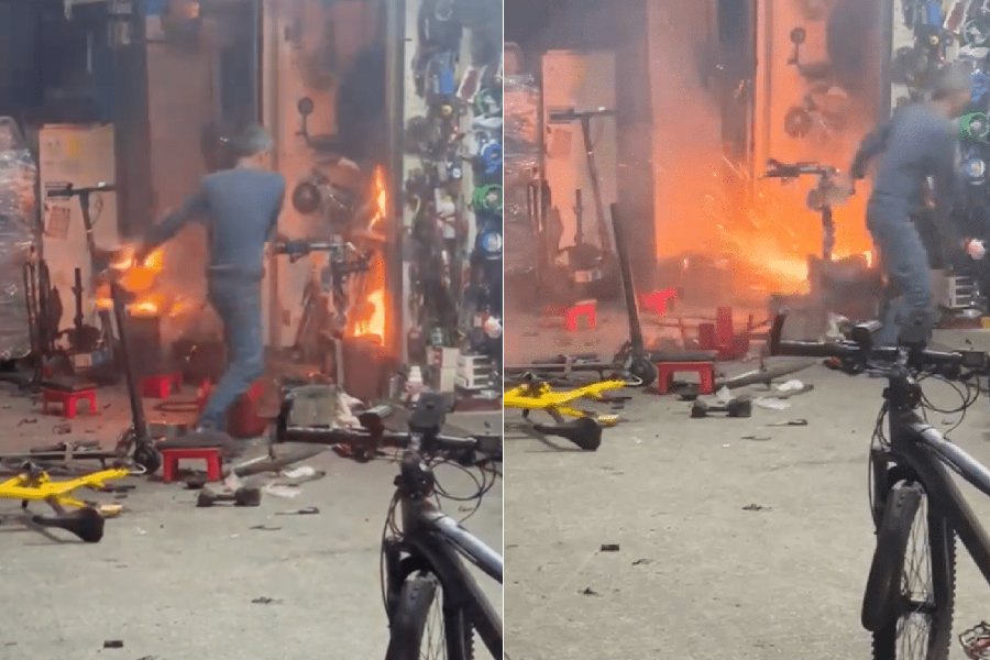 Fire erupts at Yuen Long bicycle shop, overheating cable suspected