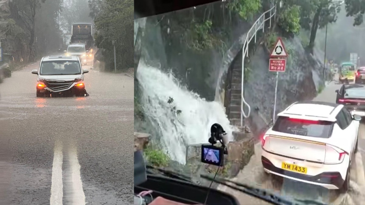 (Video) Severe flooding paralyzes Tai Tam Road, strands vehicles on ...