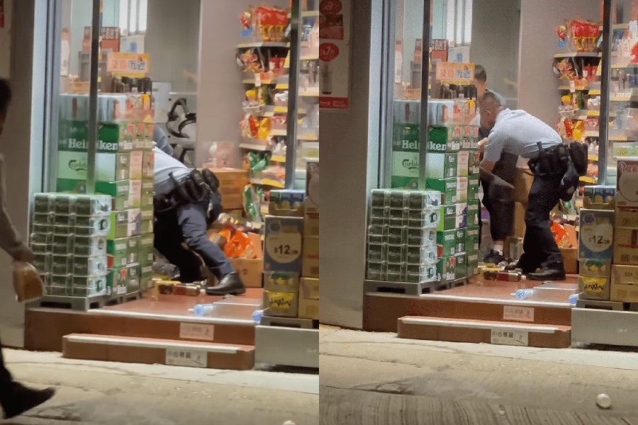 (Video) Man arrested after vandalizing convenience store in Tin Wan