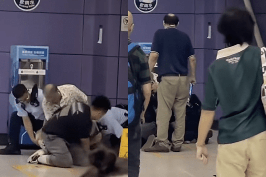Obstructing police duties? Bystander confronts officers as they subdue ...