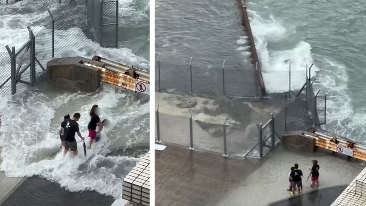 Family of four in Kennedy town watching typhoon waves provokes online ...