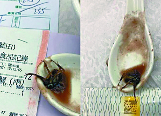 Half a roach served up in red-bean paste