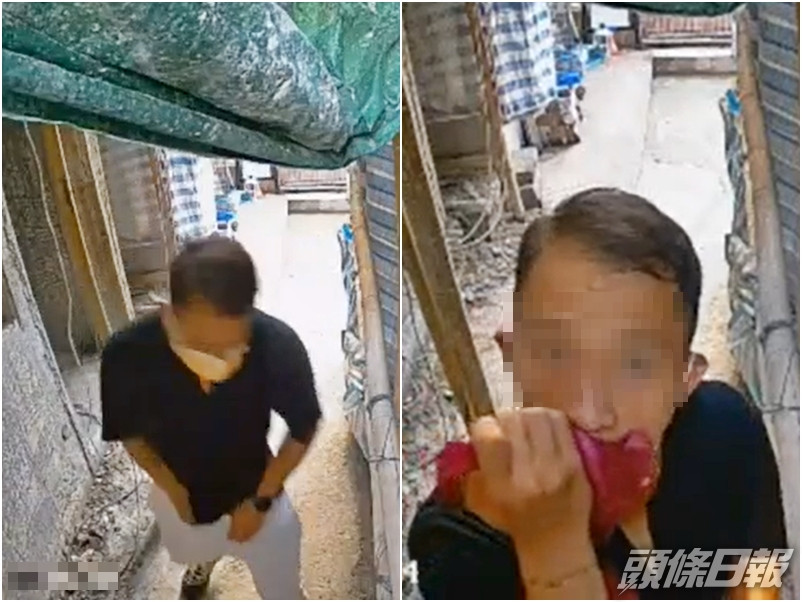(Video) Man sniffs female underwear in Yuen Long alley