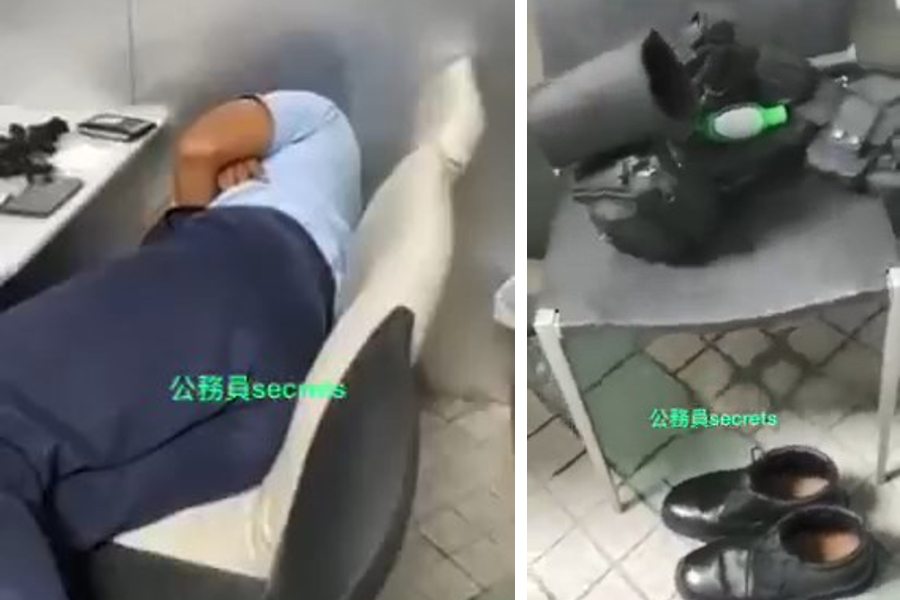 Police officer filmed taking nap in the break room while on duty