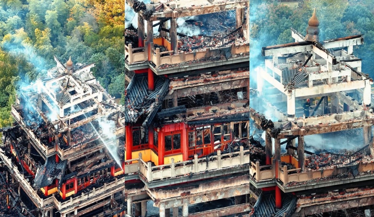 Fire breaks out at 1500-year-old Yongqing Temple in Jiangsu