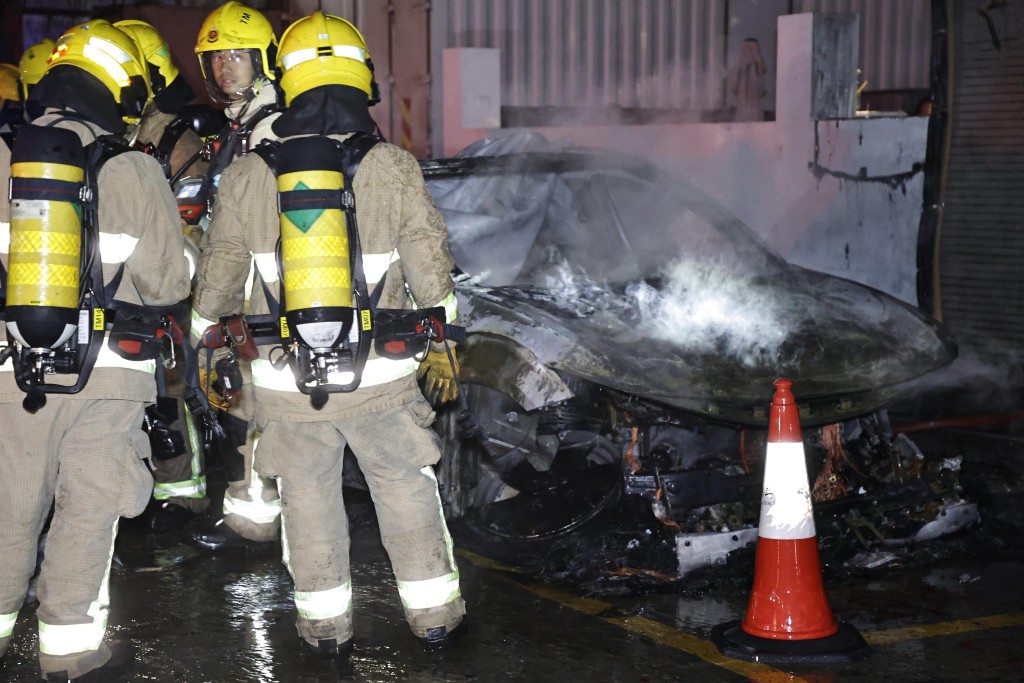 Electric Volvo catches fire in Tin Shui Wai car park, 2 other cars damaged