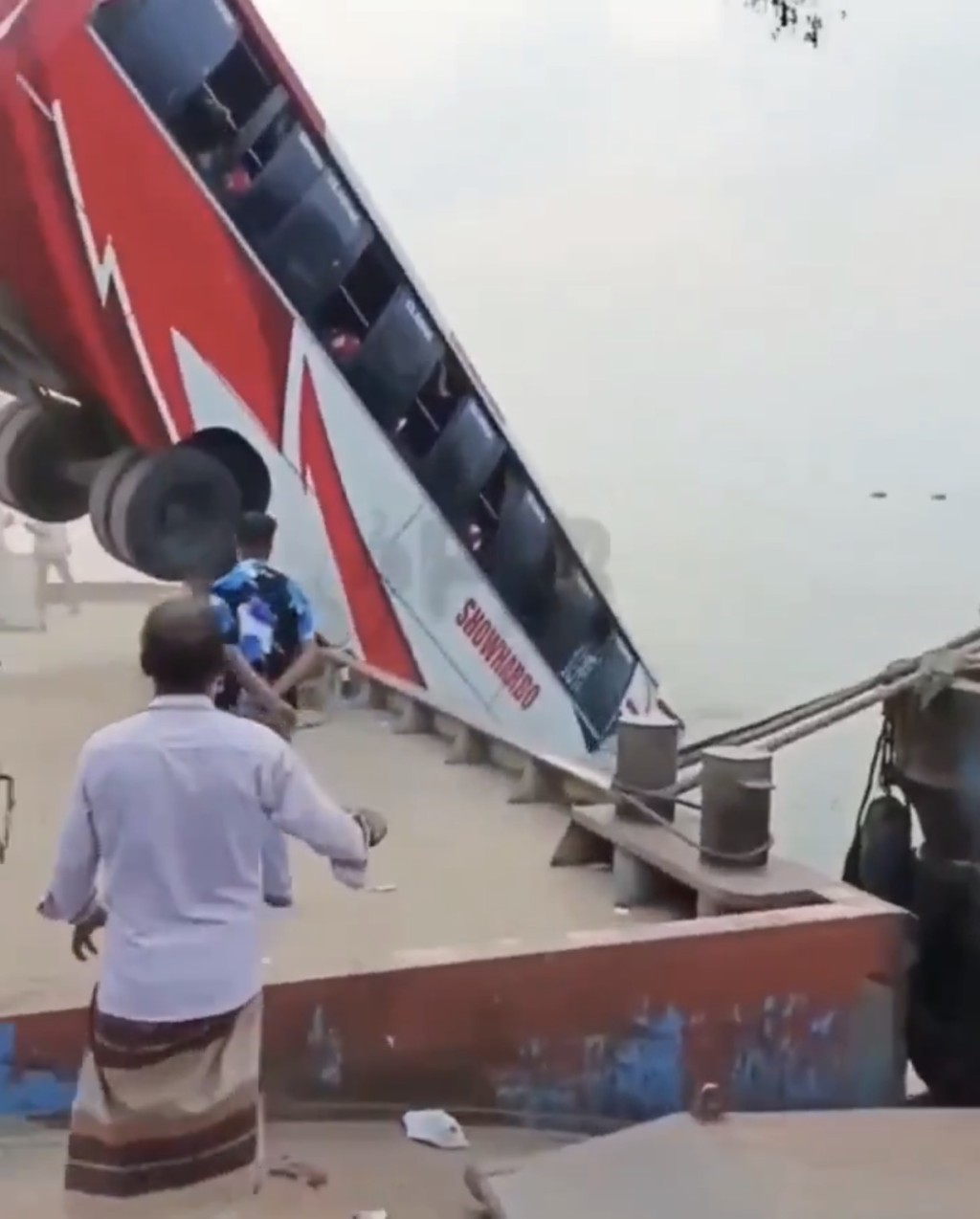 Bus falls into river while boarding ferry in Bangladesh, leaving 24 dead