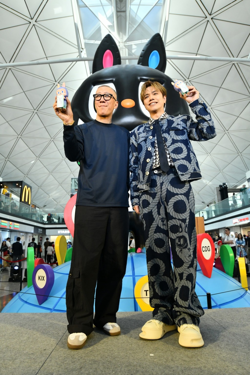 Giant greetings: The 7m Labubu welcomes travelers at HK Airport